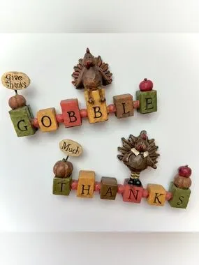 Holiday | Thanksgiving Turkey Gobble Thanks Letter Block Shelf Sitter ...